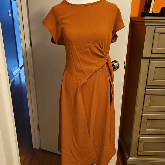 See You Monday | Dresses | Elegant Rust Dress With Side Knot | Poshmark